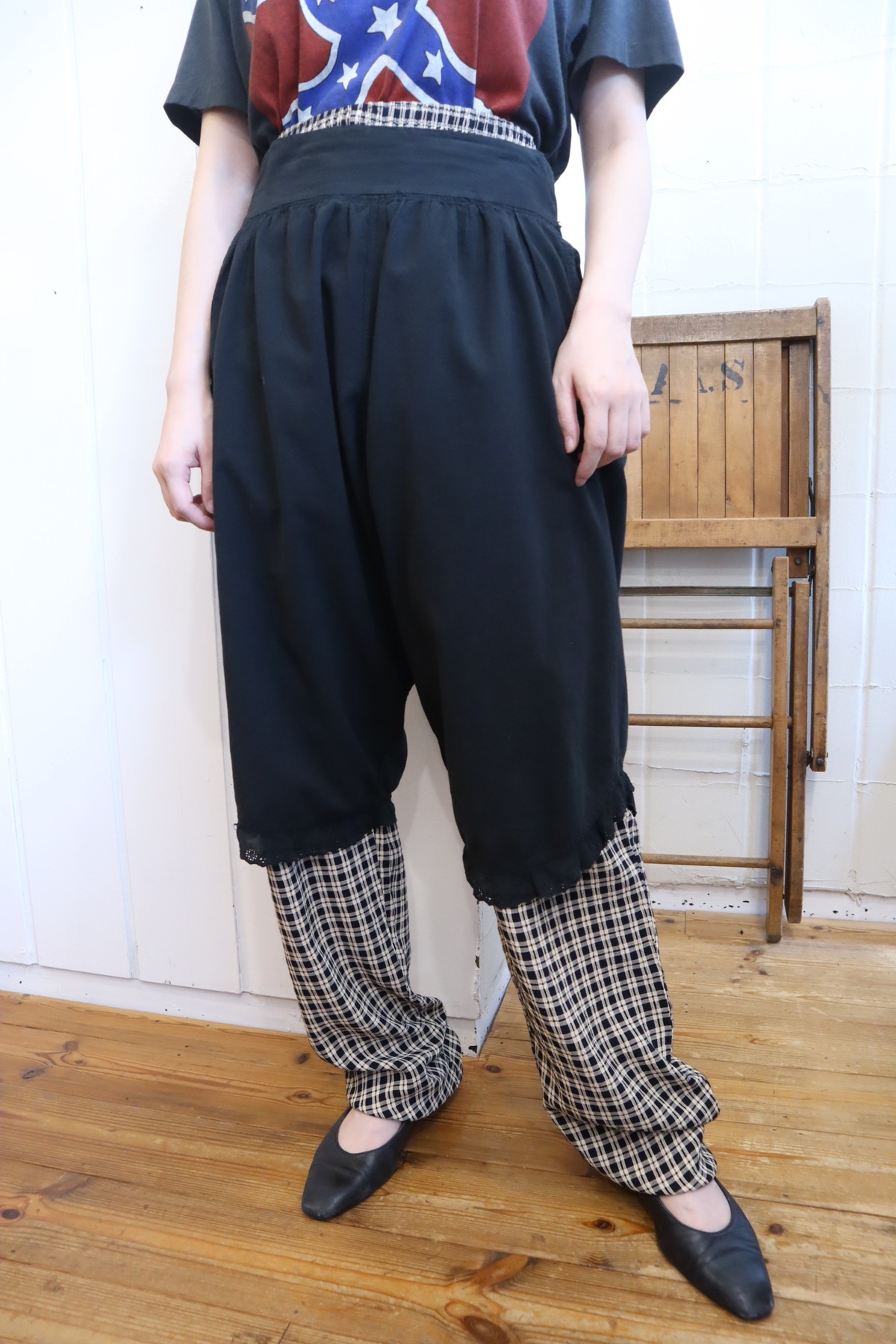 antique black drawer pants [l-3860] | Fizzvintage