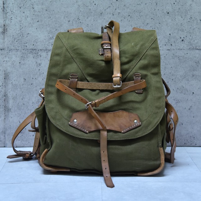 【DEAD STOCK】Romanian Army Mountain Backpack ルーマニア軍 マウンテン バックパックレザーコンビ ...