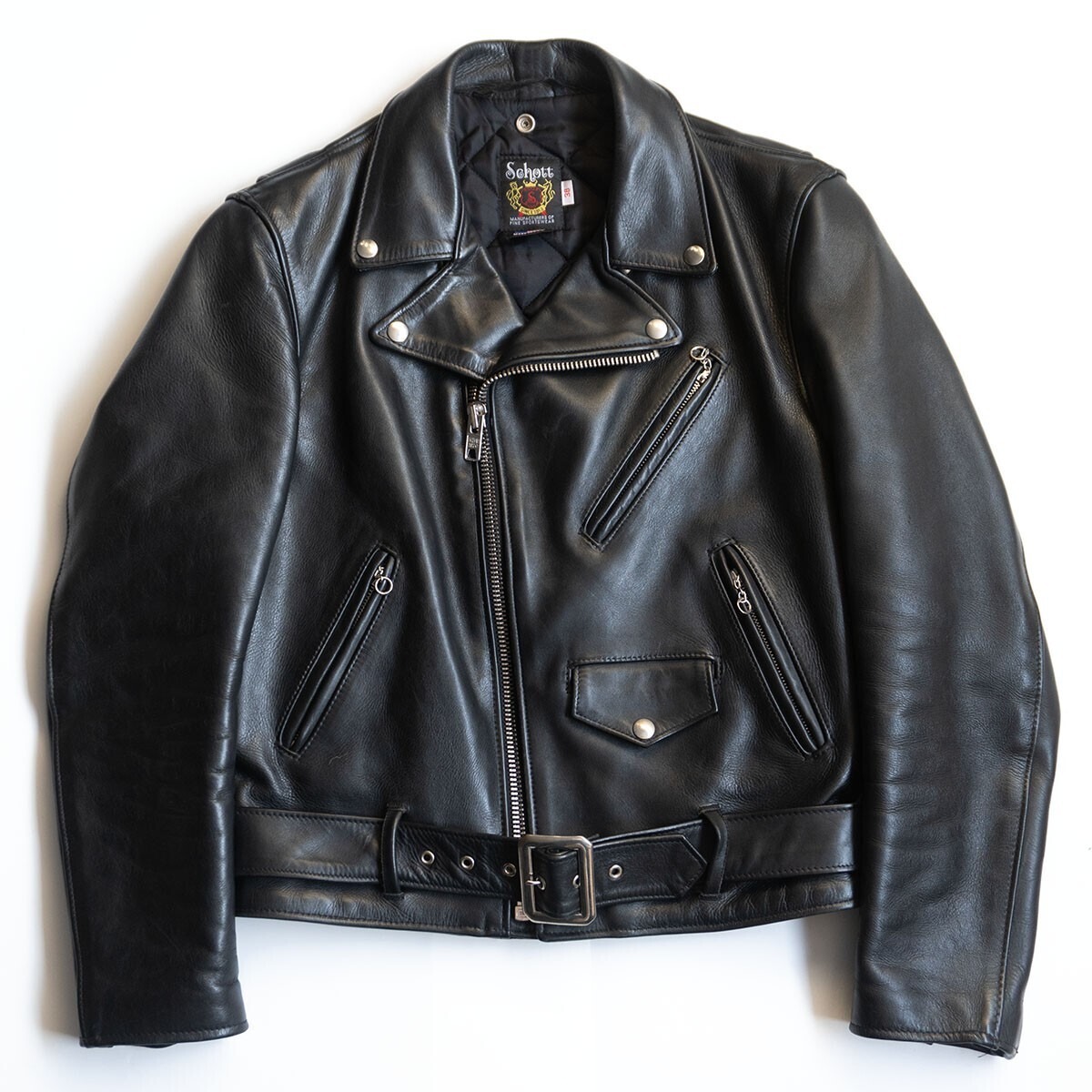 【雰囲気抜群】SCHOTT【613US/ダブルライダースジャケット】38 USA製 ブラック ショット 25110247 | August shop