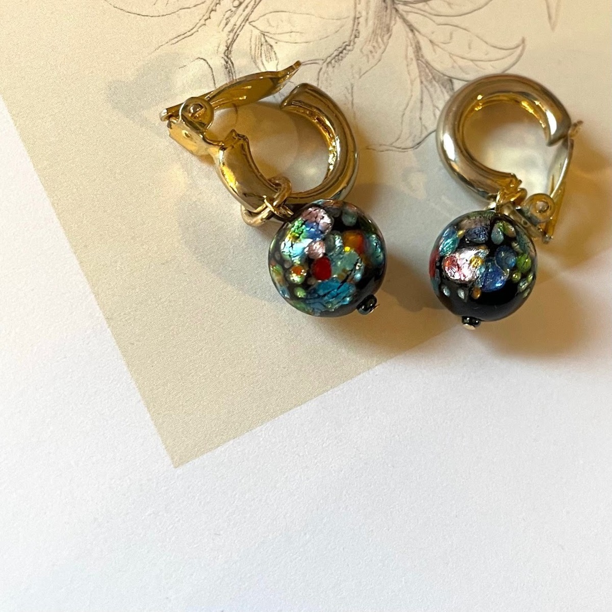 ガラス フープ イヤリング 《E-0200》 | ModernLoop ユーズドアクセサリー専門店