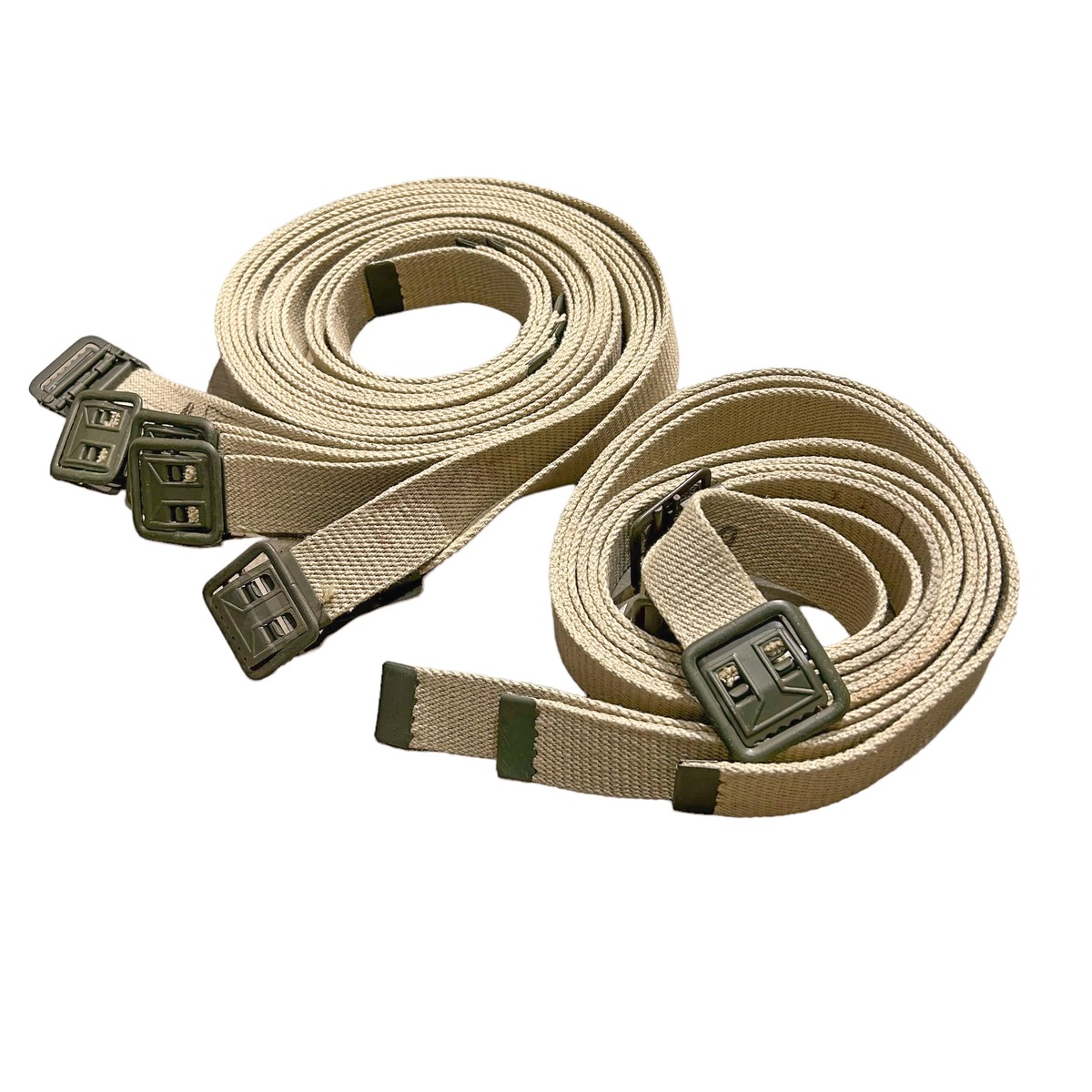 "DEADSTOCK" 60's French Army Canvas Webbing Belt Khaki 9 120cm / フランス軍 ...