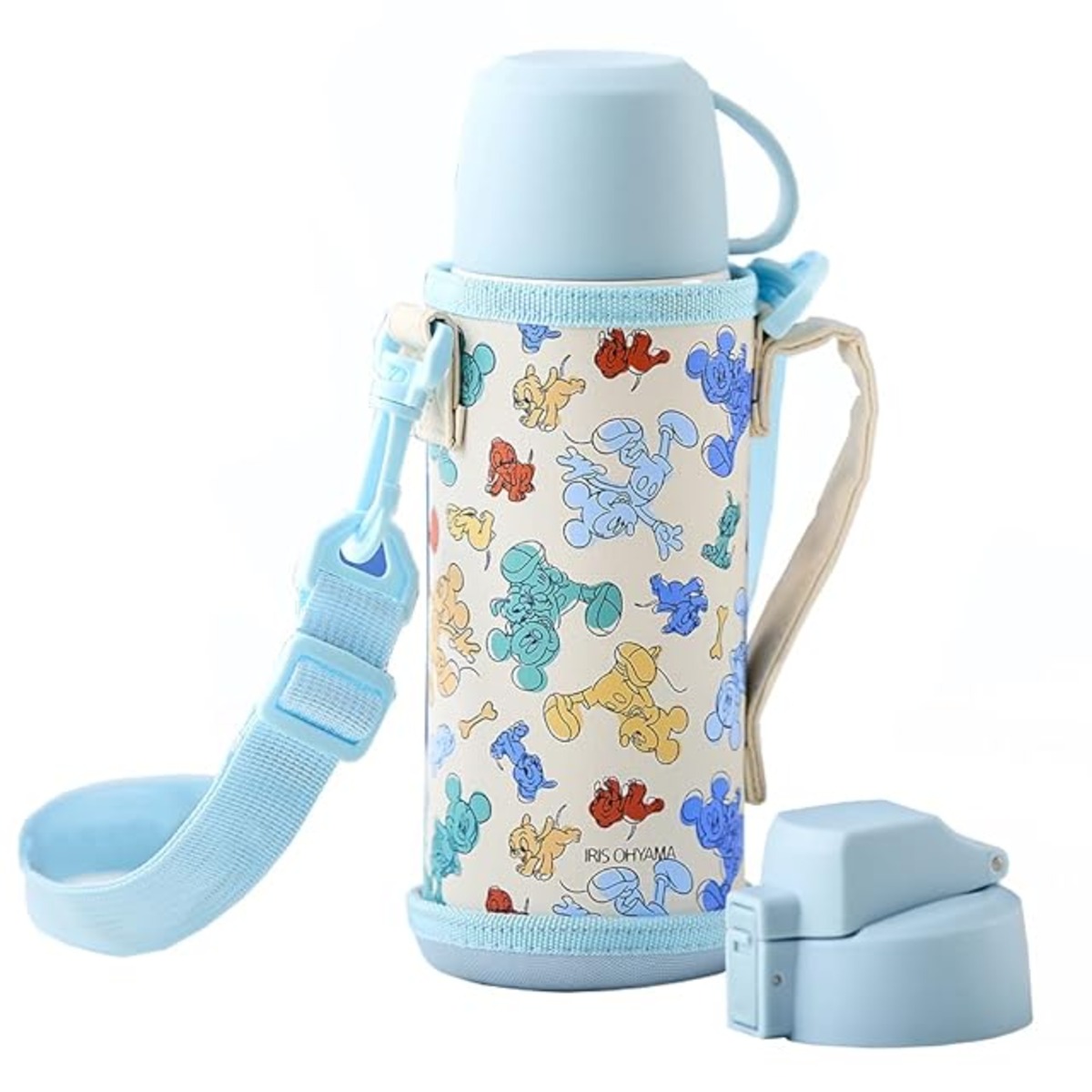 アイリスオーヤマ 水筒 子供用 キッズ 2WAYボトル 600ml ミッキー コップ付きタイプ 直飲みタイプ 簡単付け替え出来る 1歳から使える オールシーズン対応可能 保冷7℃以下,保温73 ...