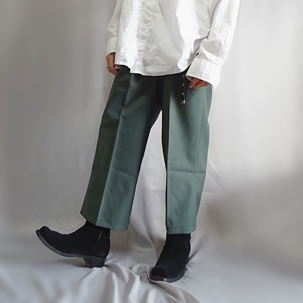90s BELGIUM MILITARY- 2TAC SLACKS PT GREEN | eeff.