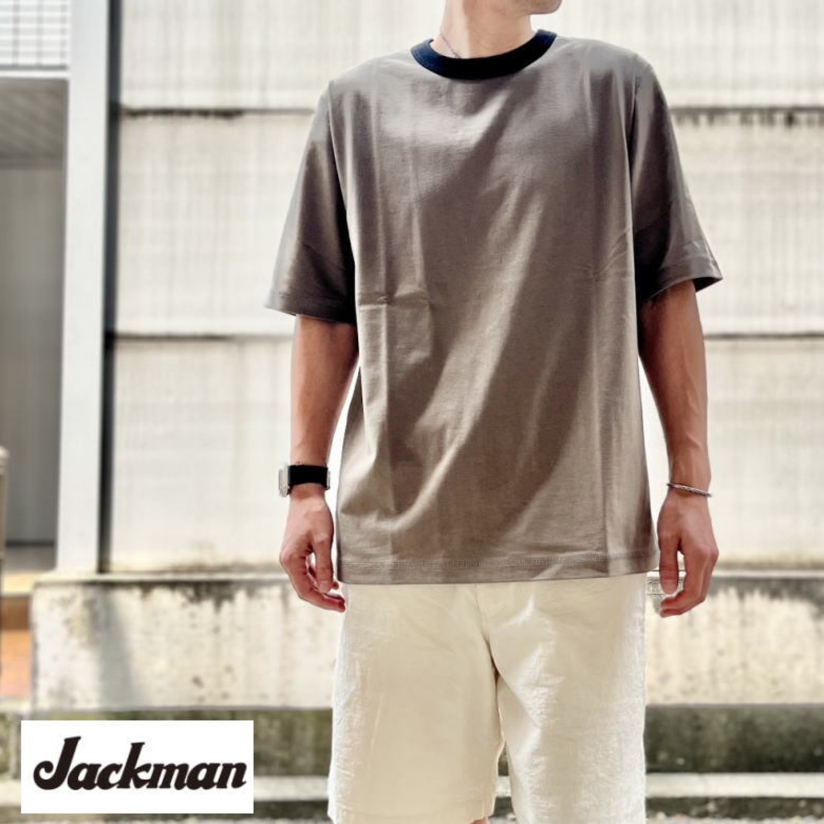Grace T-Shirt グレースTシャツ Jackman ジャックマン JM5440 Sepia×Black セピア×ブラック | noselow