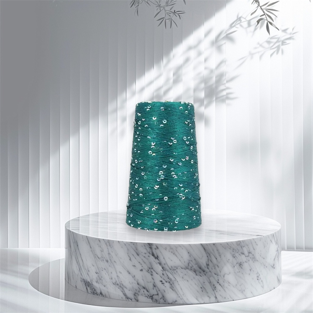 Spangle Luxury Yarn（スパンコール） エメラルドグリーン×シルバー | オリジナルコードヤーン＆バッグ資材販売