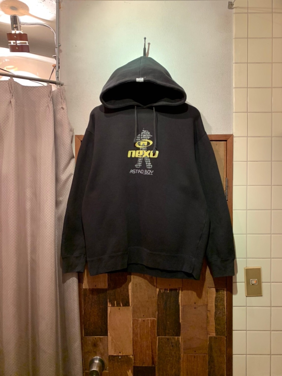 “nexo” black cotton character printed sweat parka | LAUGH