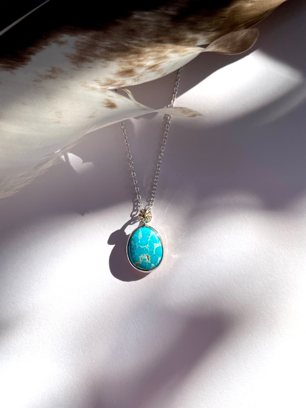 Blue Ridge Turquoise 18k concho pendant necklace | Sunset＆Eagle