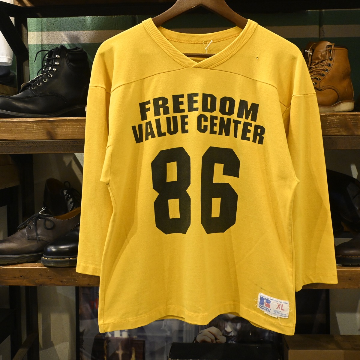 [ XL ] RUSSELL ATHLETIC 90‘s USA製 "FREEDOM VALUE CENTER 86" Football T ...