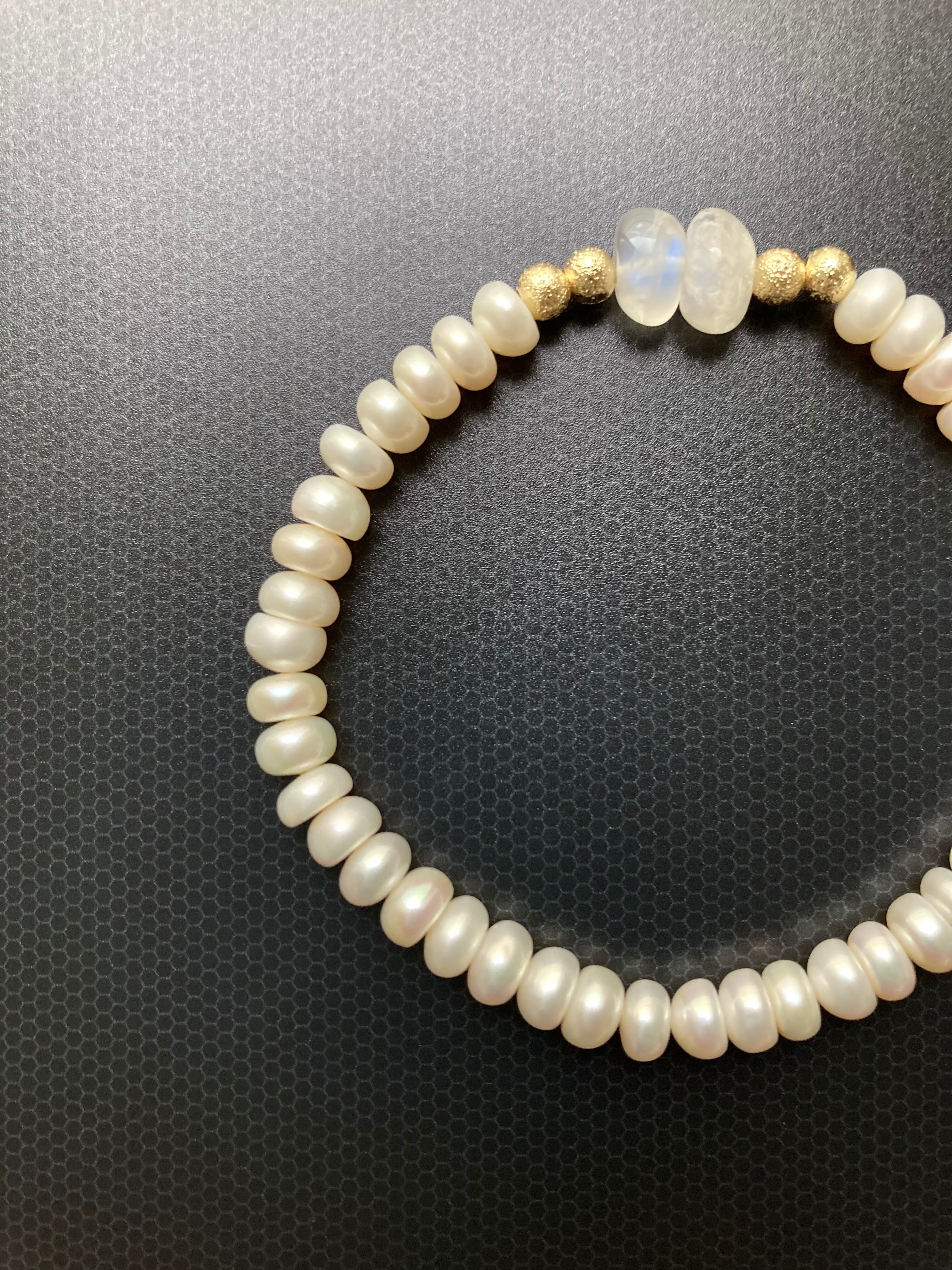 淡水パール&ムーンストーン | 天然石ブレスレット「アトリエ雅麗」