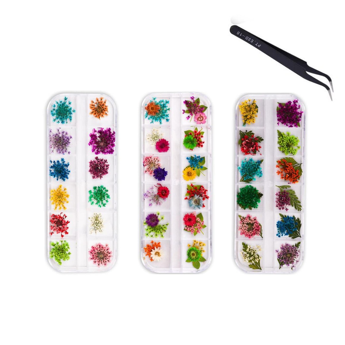 YFFSFDC ネイル押し花ドライフラワー ネイルアート レジン用 レース 3Dネイル レジン 3ケースセット | MA雑貨ストア