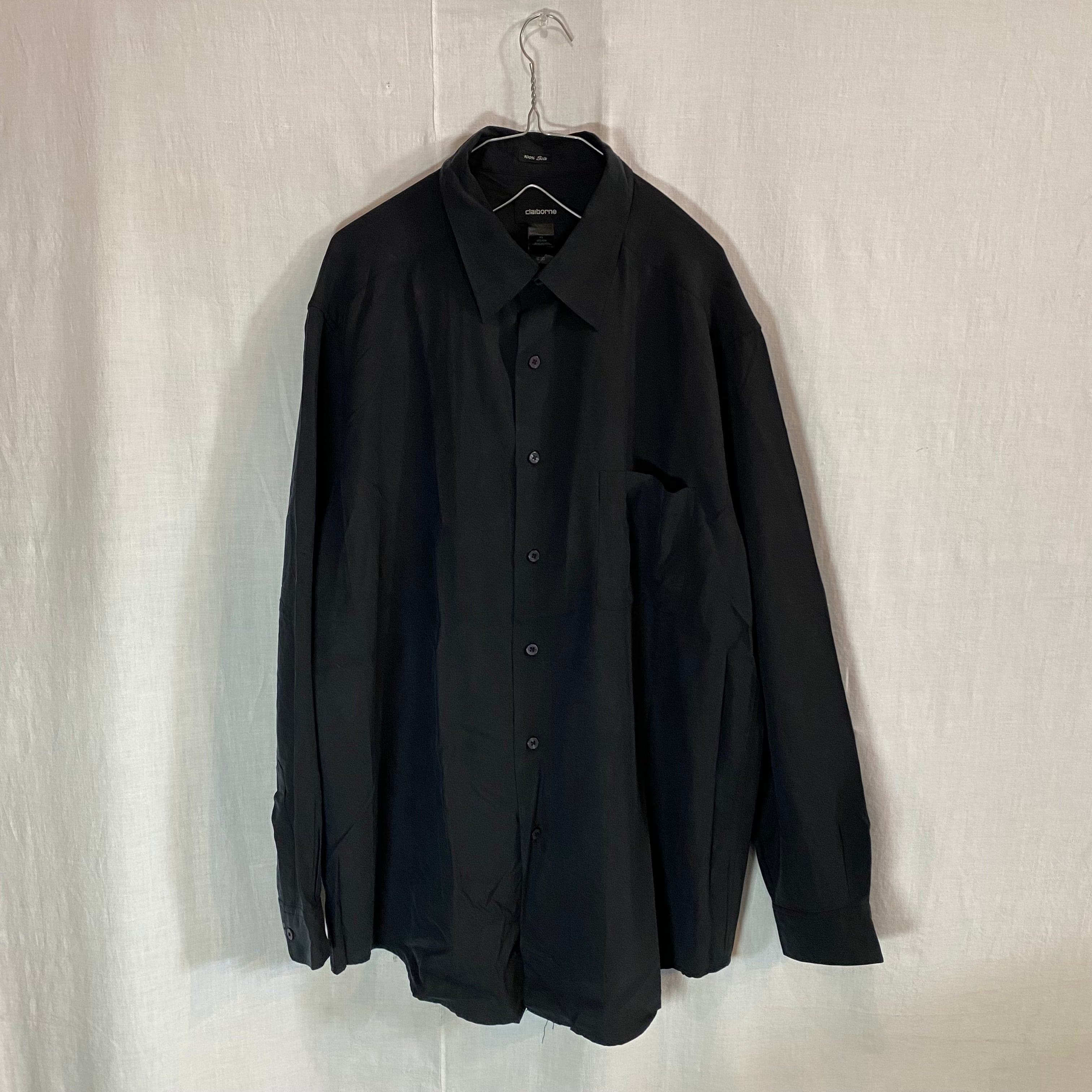 claiborne ブラック シルクシャツ XL | 古着屋 わらしべ claiborne ブラック シルクシャツ XL | 古着屋 わらしべ