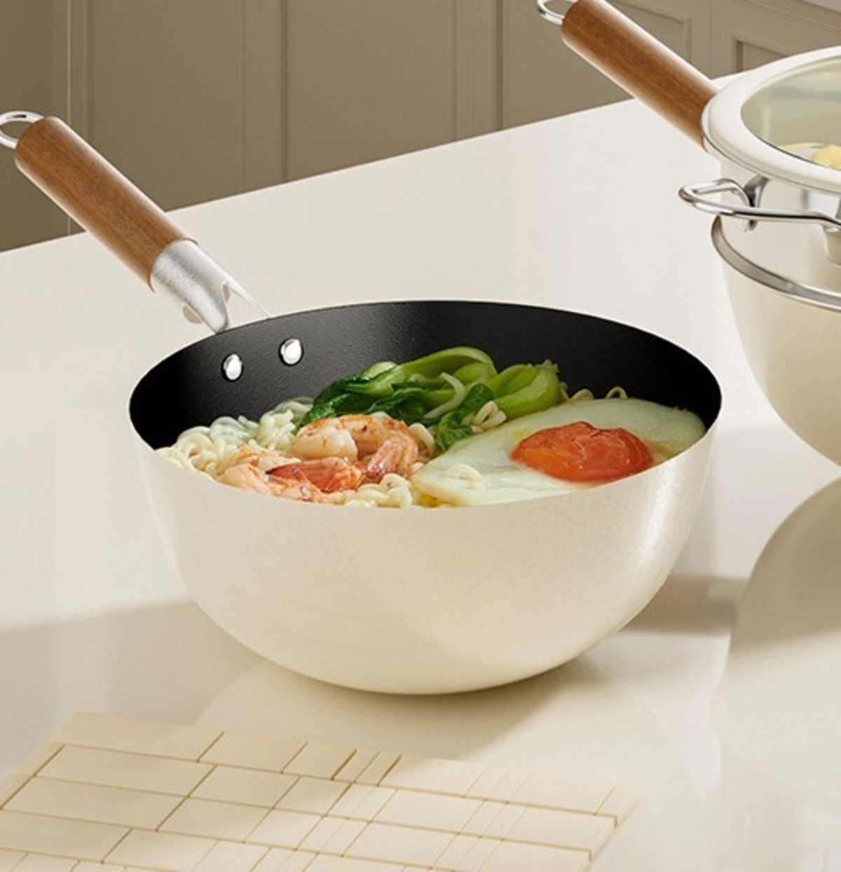 フライパン スープポット18cm チタンセラミック ミルクポット 一人用 ノンスティックポット インスタントラーメンポット ベビーフードポット | kitchengoods