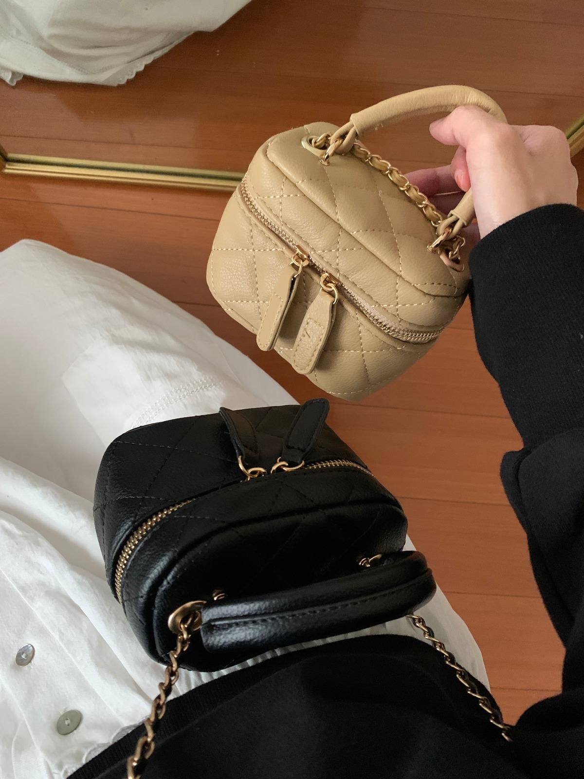 即納 Mini quilting bag(beige/black) | shop puni.