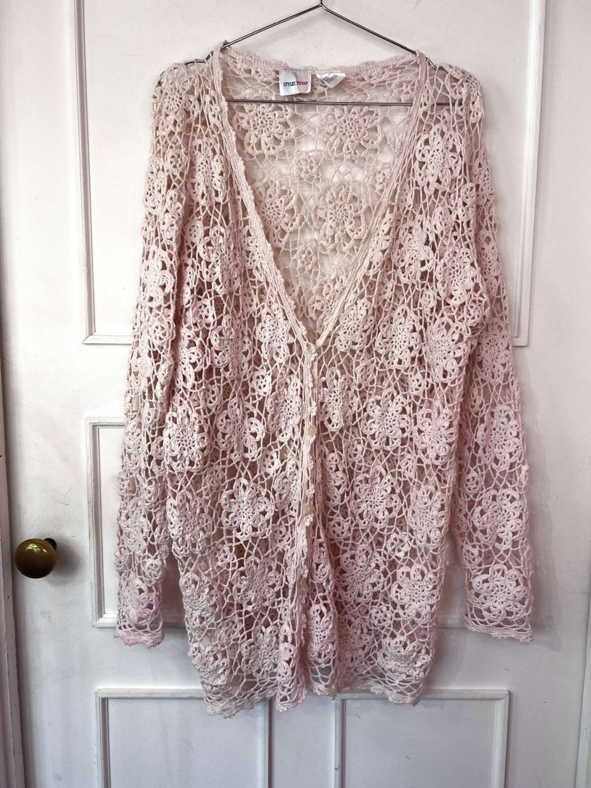 …Crochet knit cardigan… | Pink mom