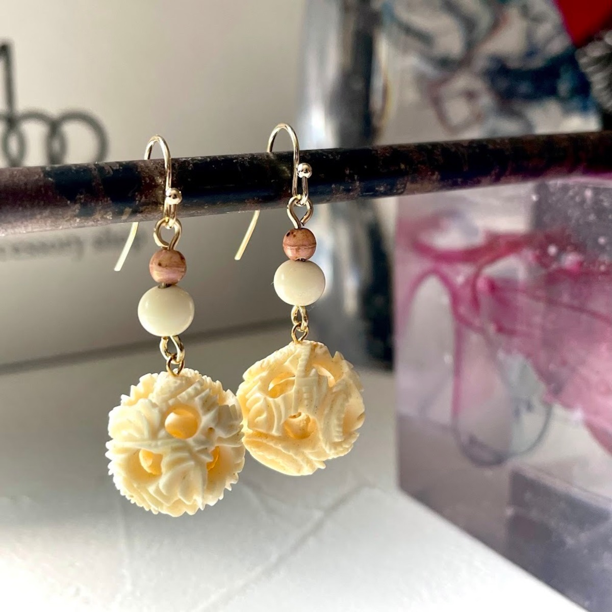 カービング ボール ピアス 《P-0020》 | ModernLoop ユーズドアクセサリー専門店