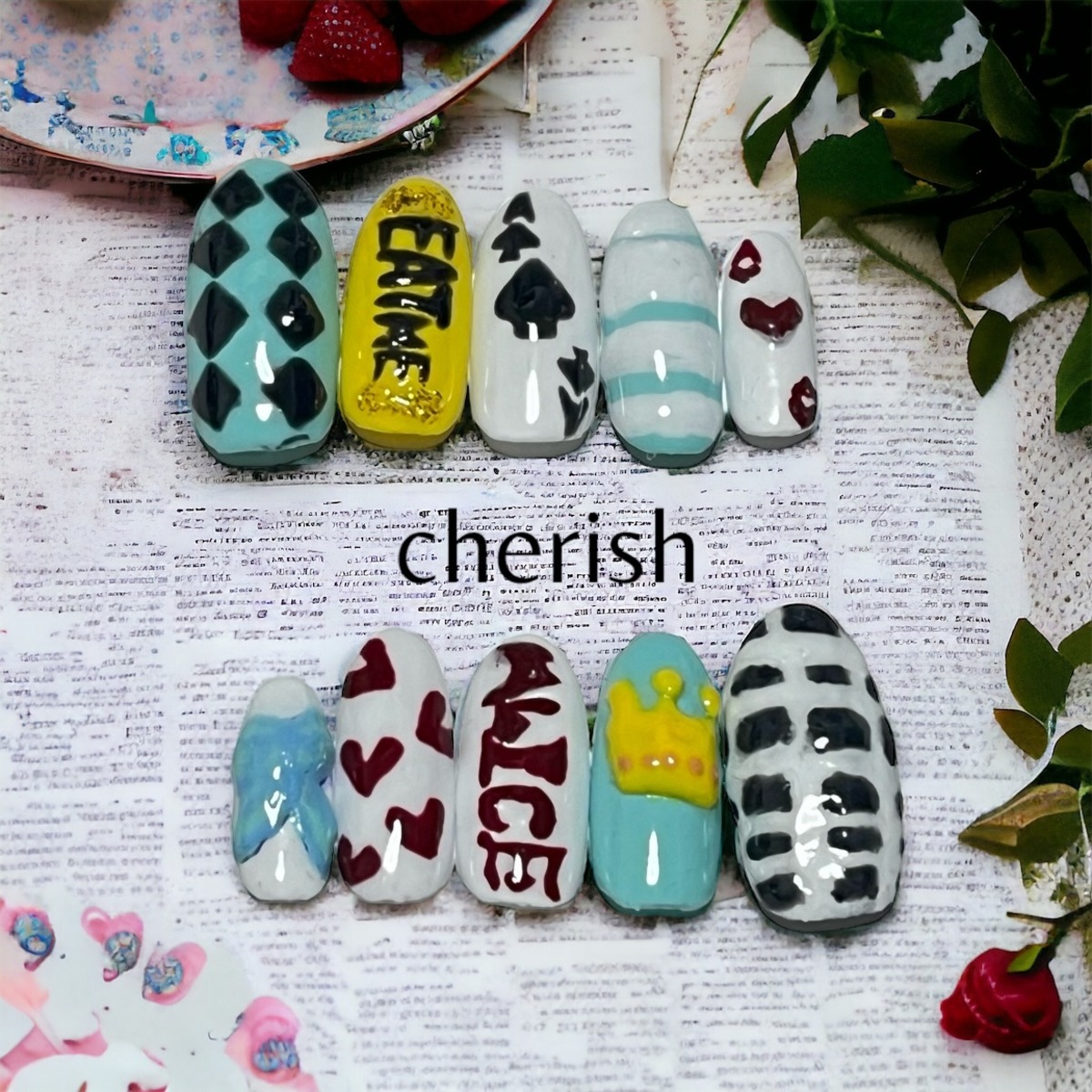 13.アリスネイル 青系ネイル ディズニーネイル | cherish