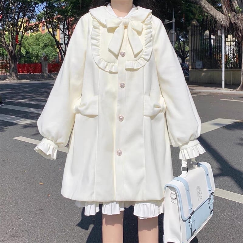 病みかわいい ロリかわいい リボンフリルアウター コート 大きい 病みかわいい ロリかわいい リボンフリルアウター コート 大きい
