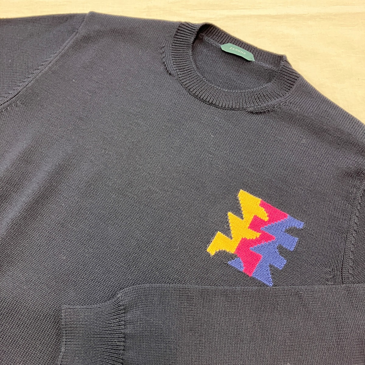 "未使用品" 46, 48, 50, 52, 54 ZANONE WOOL LOGO CREW NECK KNIT | safarionline