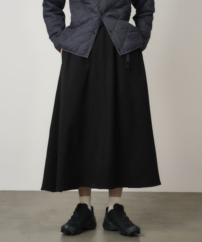Gramicci (ｸﾞﾗﾐﾁ) - WOOL LIKE FLARE SKIRT (ｳｰﾙﾗｲｸﾌﾚｱｽｶｰﾄ) GLSK5