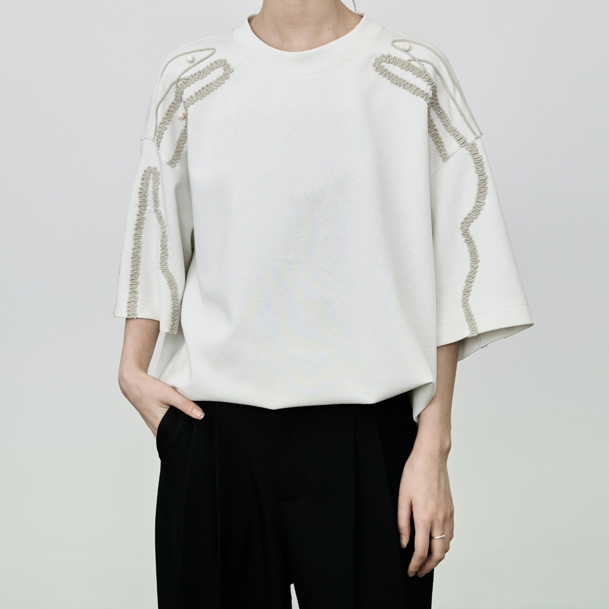 ショルダーデザインオーバーTシャツ MR0112 | Evermod