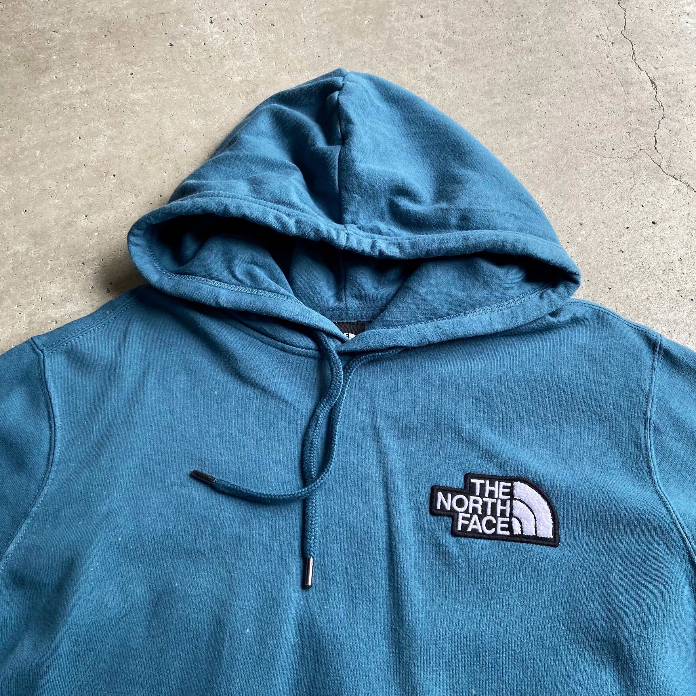 THE NORTH FACE ザ ノースフェイス ワンポイントロゴ刺? プルオーバー スウェットパーカー レディースXL 古着 くすみ緑青色 ...