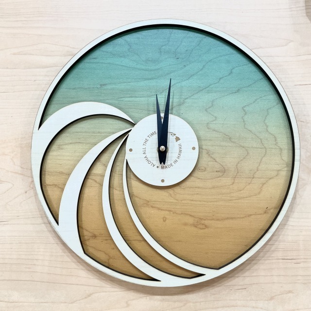 【Coco Nene】 時計 壁掛け Gradient Wave Layered Clock ヤシの木 波 ALOHA ハワイ 海 砂浜 木製 ...