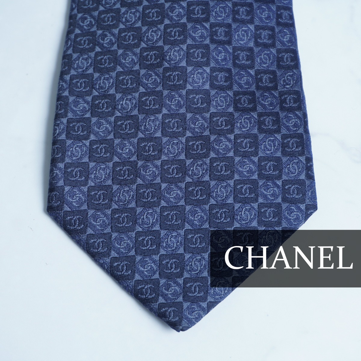 【CHANEL】シャネル ココマーク総柄ネクタイ navy | ブランド古着屋 Jesus Judas（ジーザス ジューダス）