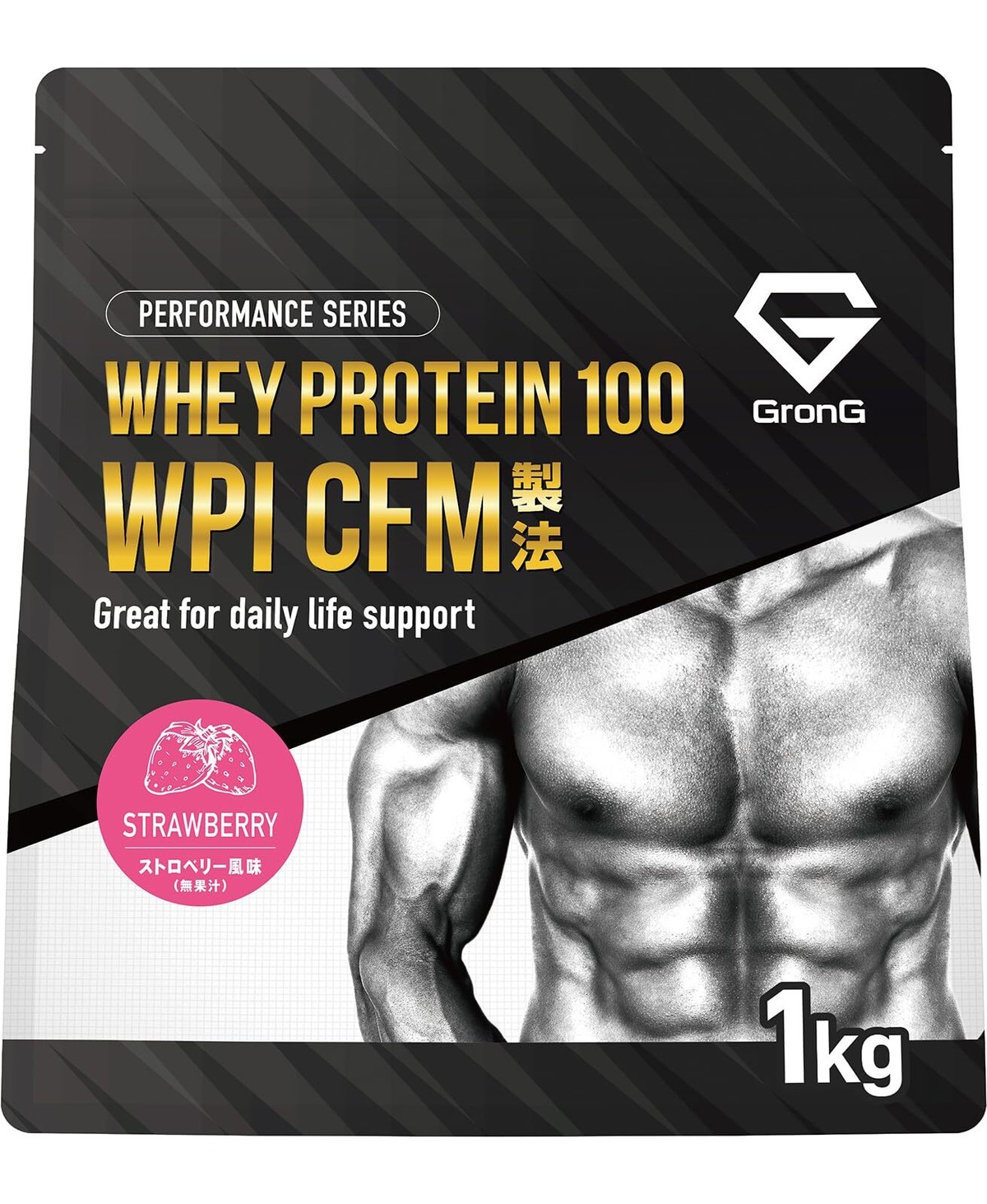 【特価セール】グロング WPI プロテイン ホエイプロテイン 1kg ストロベリー風味 CFM製法 ビタミン11種配合 国内製造 GronG | Lumisfera