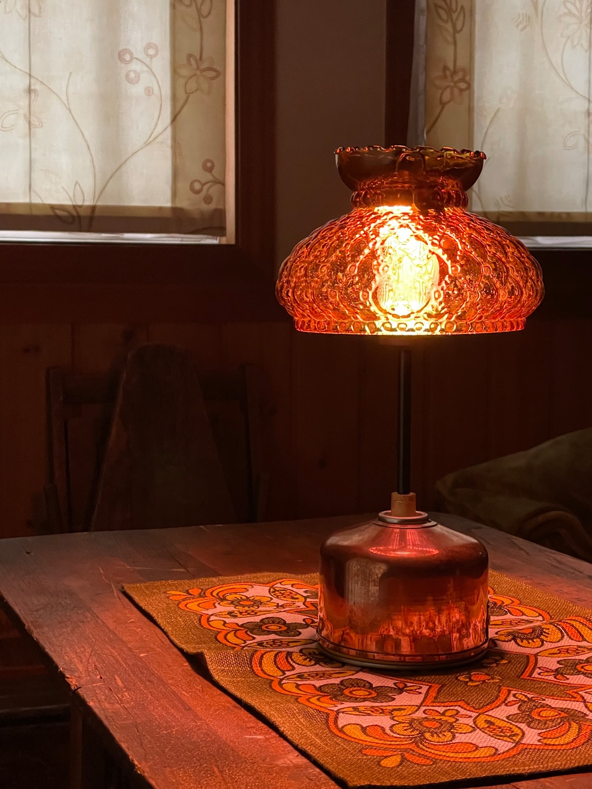 Amber Diamond pattern Lamp Shade | awesome vintagegear オールド／ビンテージキャンプ専門