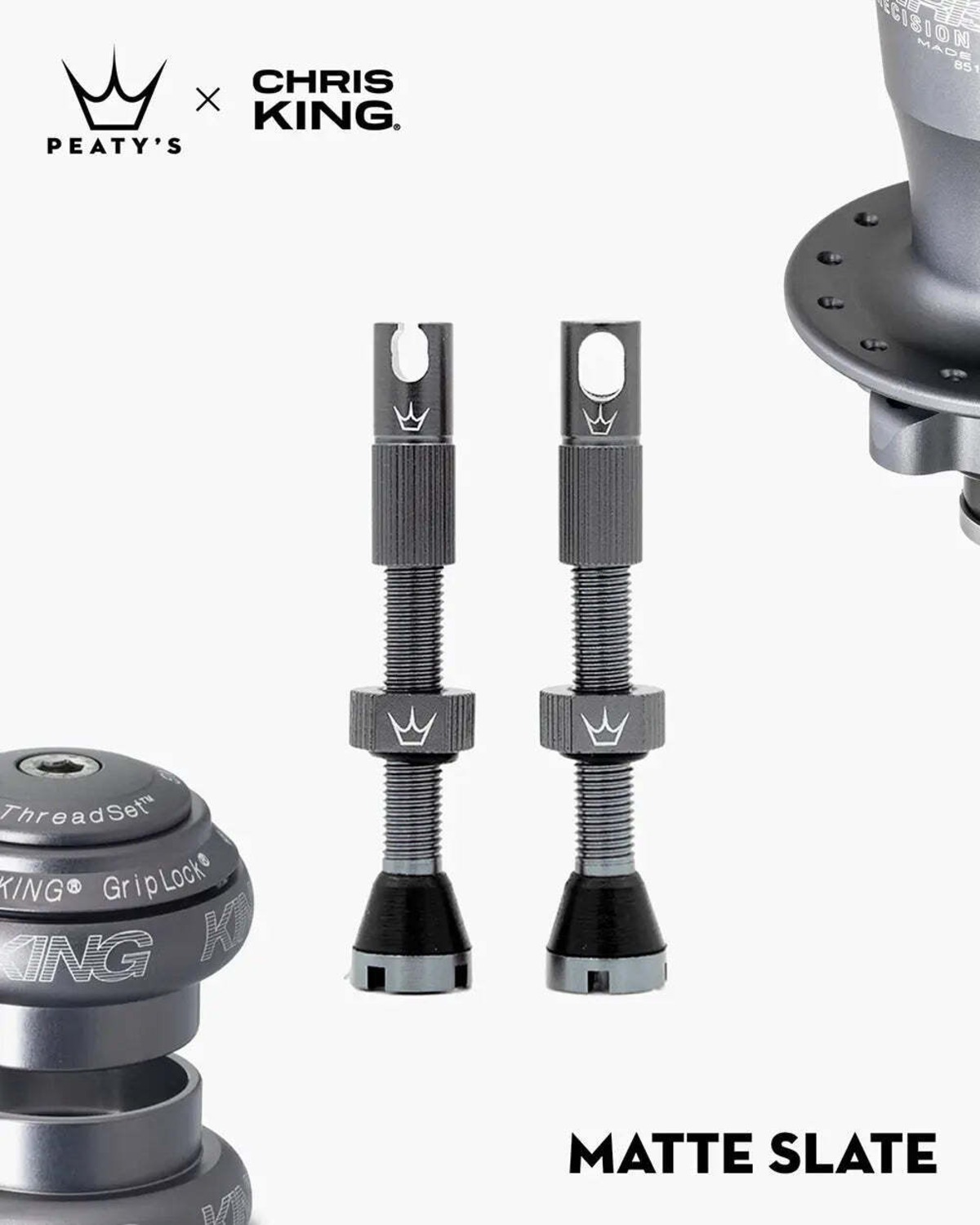 PEATY'S / Tubeless Valves 42mm / Matte Slate | Ponga.