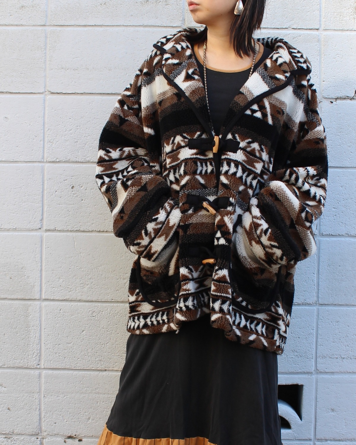 native pattern fleece coat | calm eje