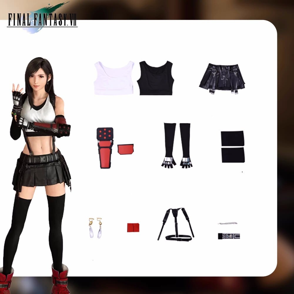 K4781 ファイナル VII リメイク ティファ.ロックハート Tifa 風 コスプレ衣装+ウィッグ cosplay コスチューム ...