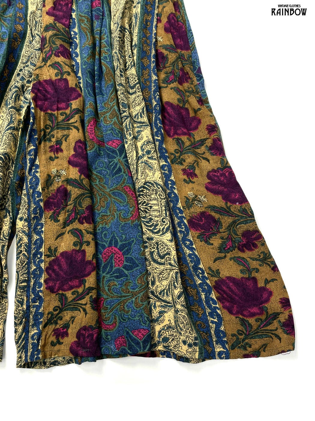 古着 花柄 総柄 ロング丈 パンツ くすみ 青 (btu2601094) | 古着屋RAINBOW