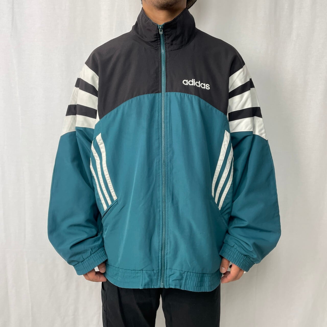 90年代 adidas アディダス パフォーマンスロゴ ポリエステル トラックジャケット メンズL-XL相当 古着 90s ビンテージ ...