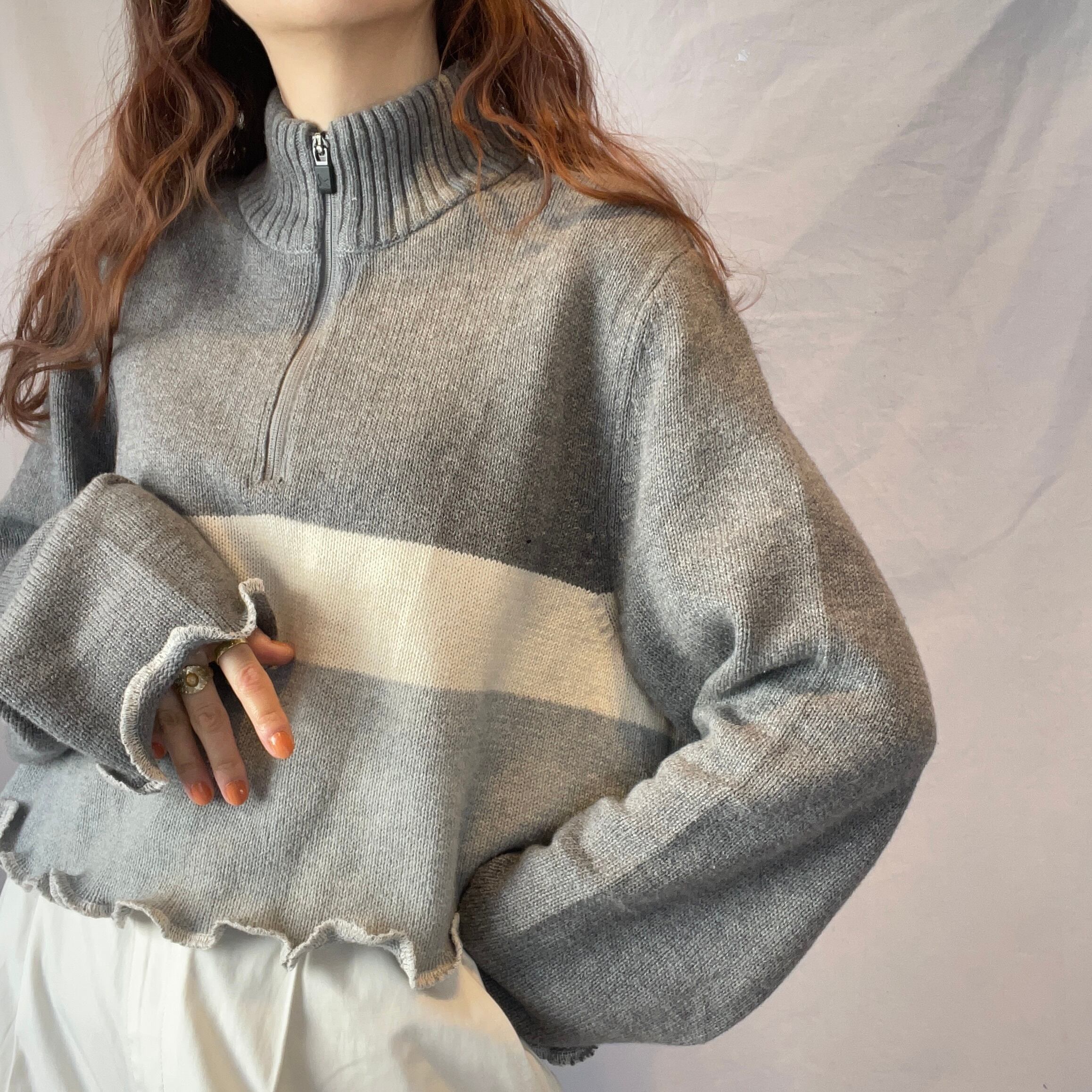 Half zip mellow cotton knit(i my) | Pay ID