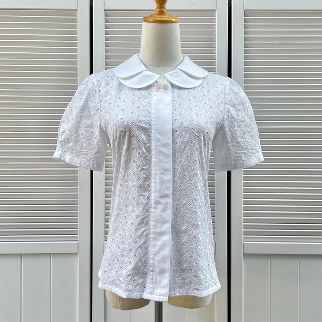 cutwork lace petal collar blouse 〈レトロ古着 カットワークレース ペタルカラーブラウス 日本製 ...