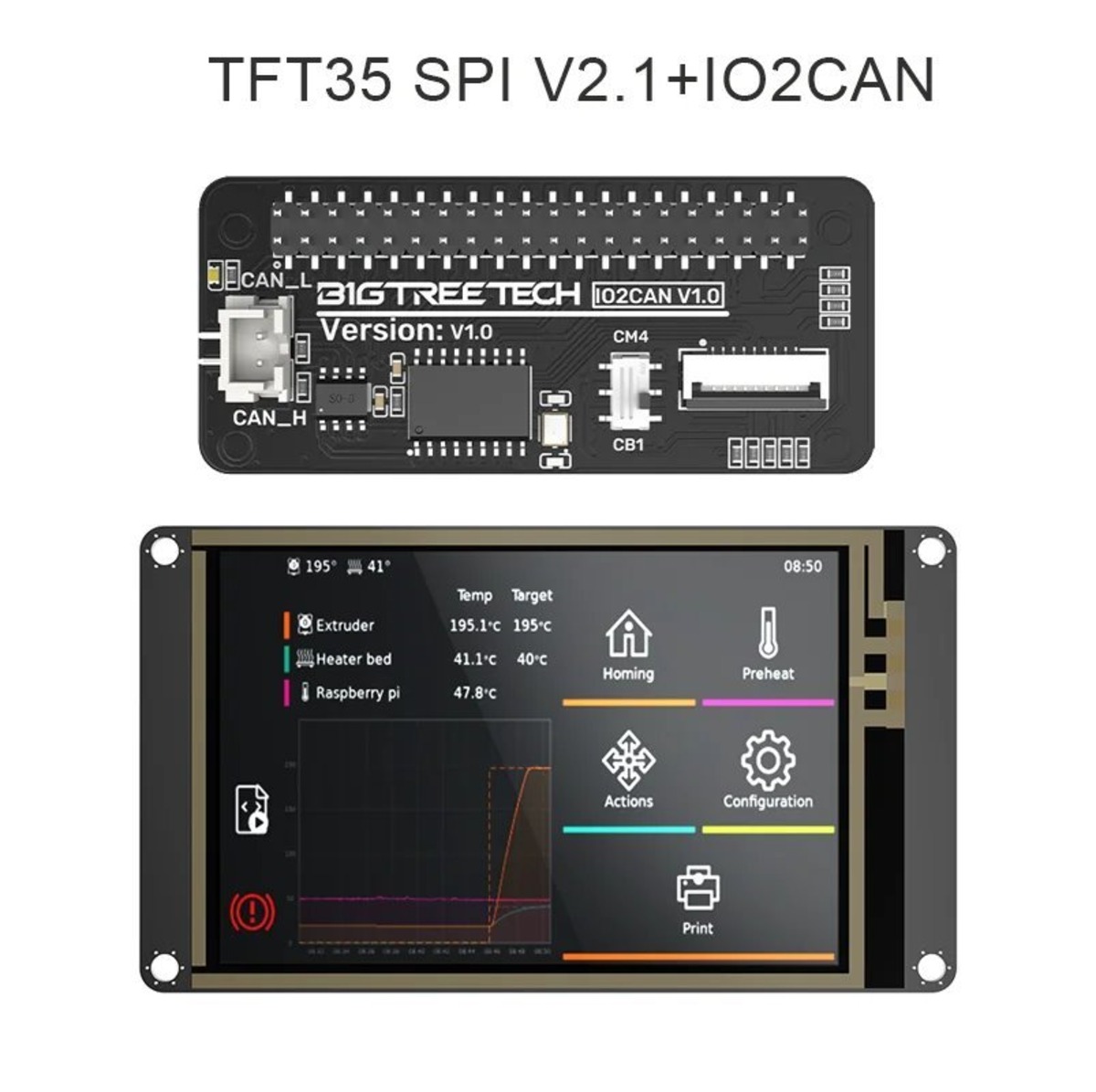 BIGTREETECH TFT35 SPI V2.1 タッチ スクリーン、IO2CAN V1.0 モジュール 3.5 インチ 480x320 TFT ディスプレイ - TFT35SPI 追加 ...