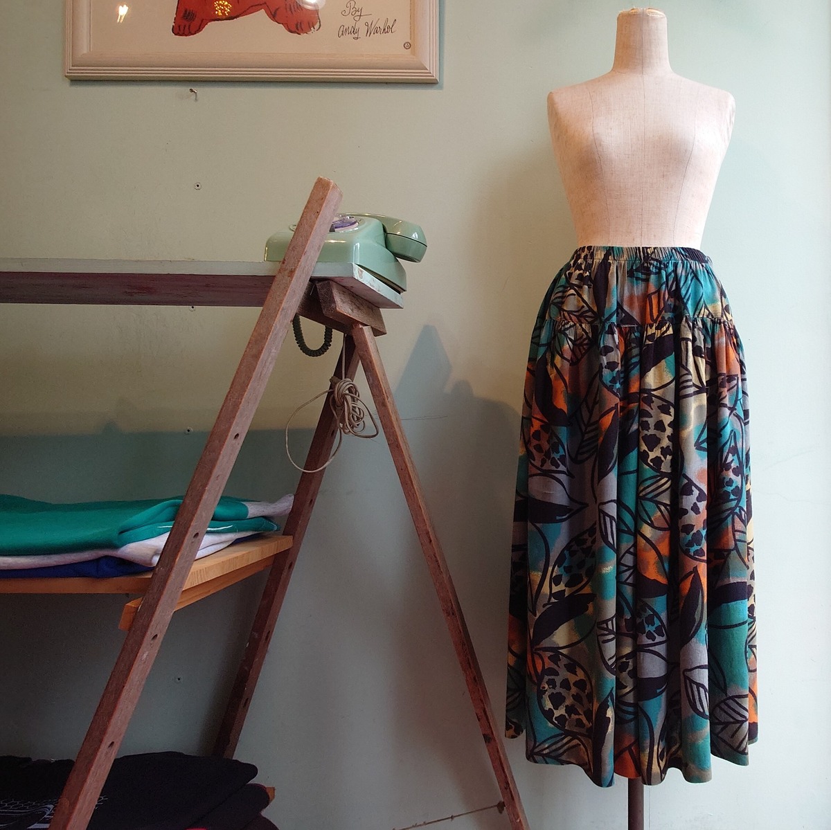 〜90s vintage 総柄スカート レーヨンスカート イージースカート アート系 | MANULBOY