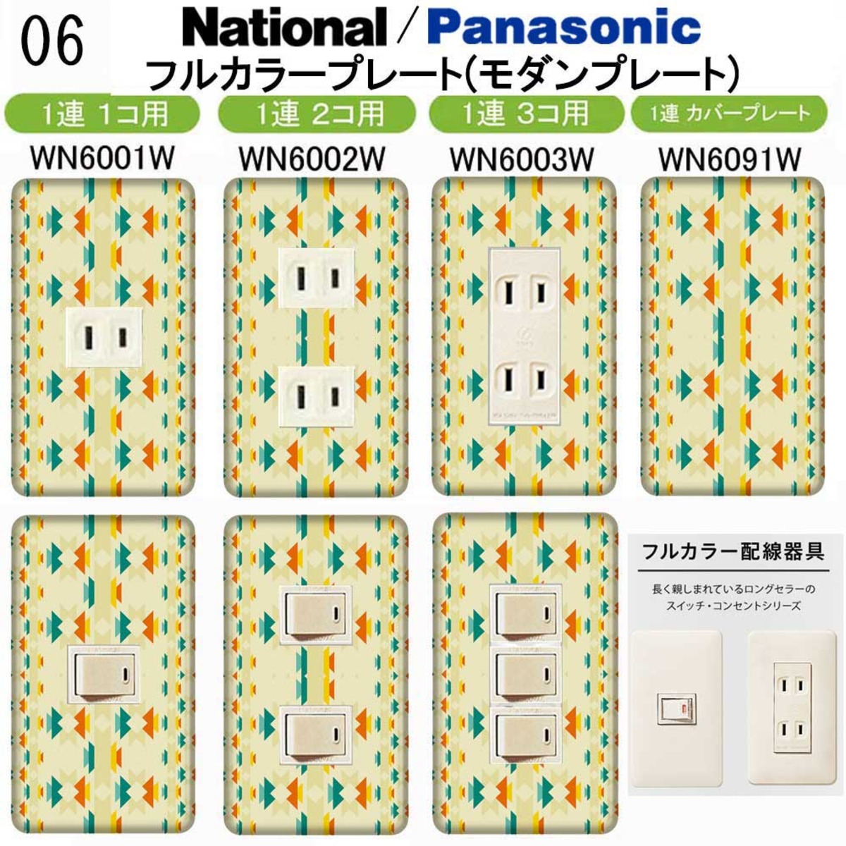 ネイティブアメリカン柄 06番 パナソニック 【フルカラー(モダン)プレート】1連 コンセントプレート スイッチプレート | CASEMAKER