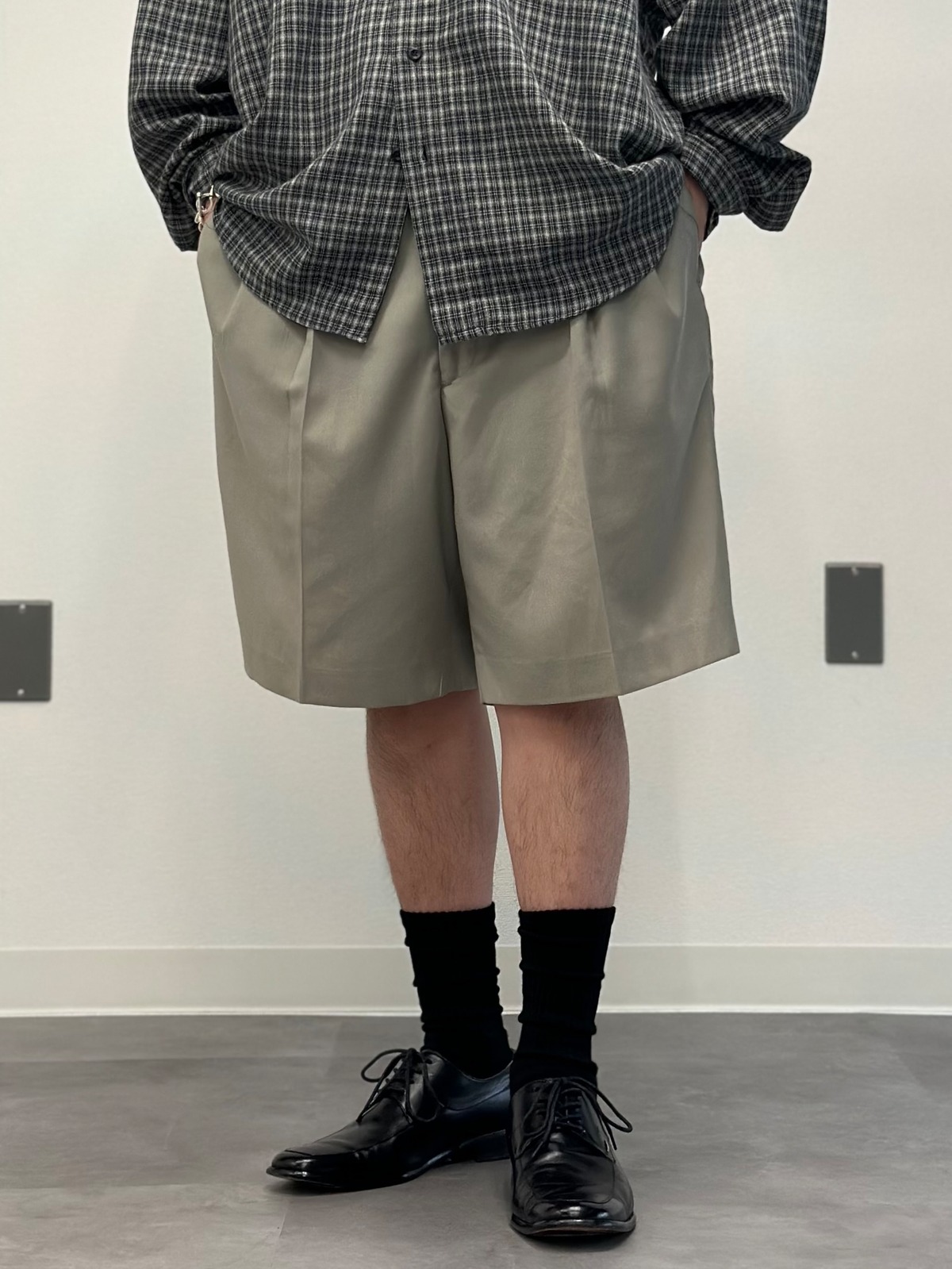 90s MATCH PLAY Poly-Rayon 2 Tuck Wide Slacks Shorts | miyabi clothing store