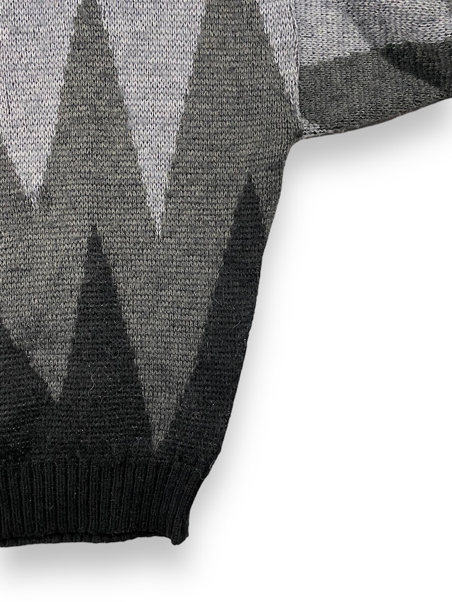 1980's〜90's "GIVENCHY" Geometric Pattern Crew Neck Wool Knit MADE IN ITALY | Sanroku Base Studio