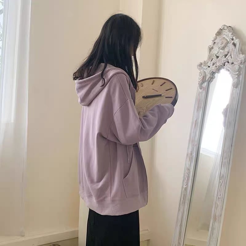 トップス パーカー 袖あり 長袖 萌袖 フード付き ファスナー 前開き