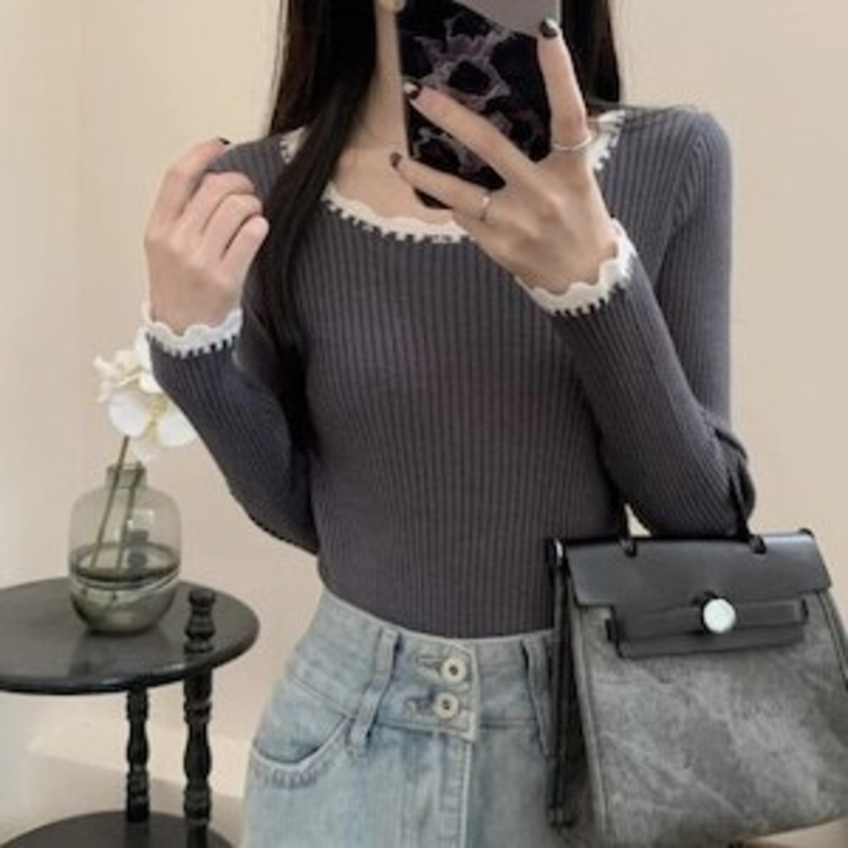 ドッキングデザイントップス ニットトップス ガーリー カジュアル E642 | yoheipiano1