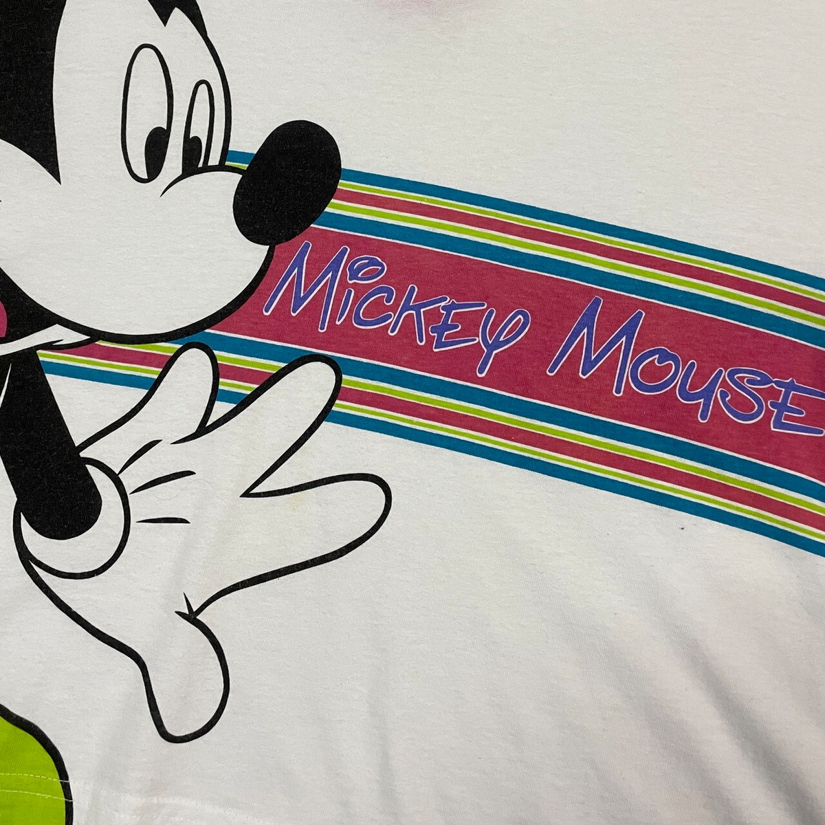 USA製 MICKEY UNLIMITED Disney ディズニー MICKEY MOUSE ミッキーマウス プリントTシャツ Vネック ...