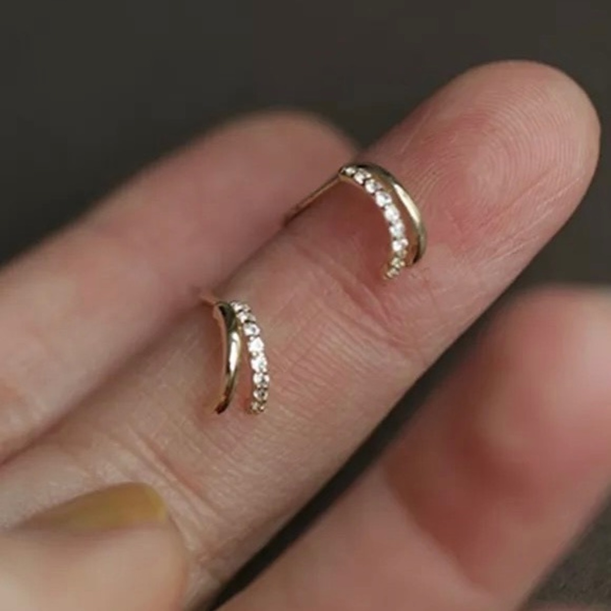 #p8-g Double rainbowピアス 金属アレルギー対応 K14GP シルバー925 ジルコニア 金属アレルギー対応【GOLD】 | littleluu