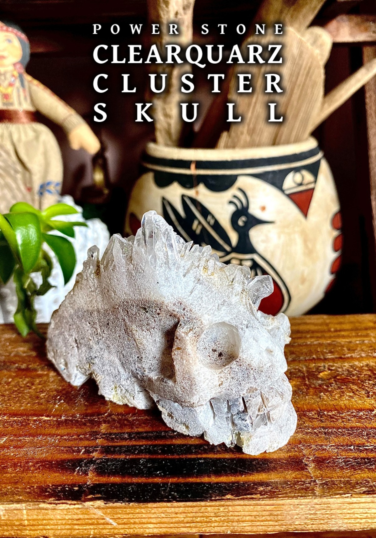 Power stone clear quartz cluster skull L size | Heimer’s