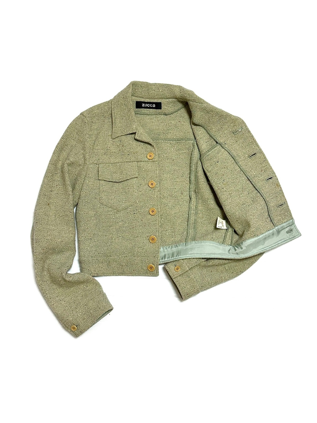 1995F/W ZUCCA Airy_Green Fancy Nep Tweed Tracker JKT | ETRAK