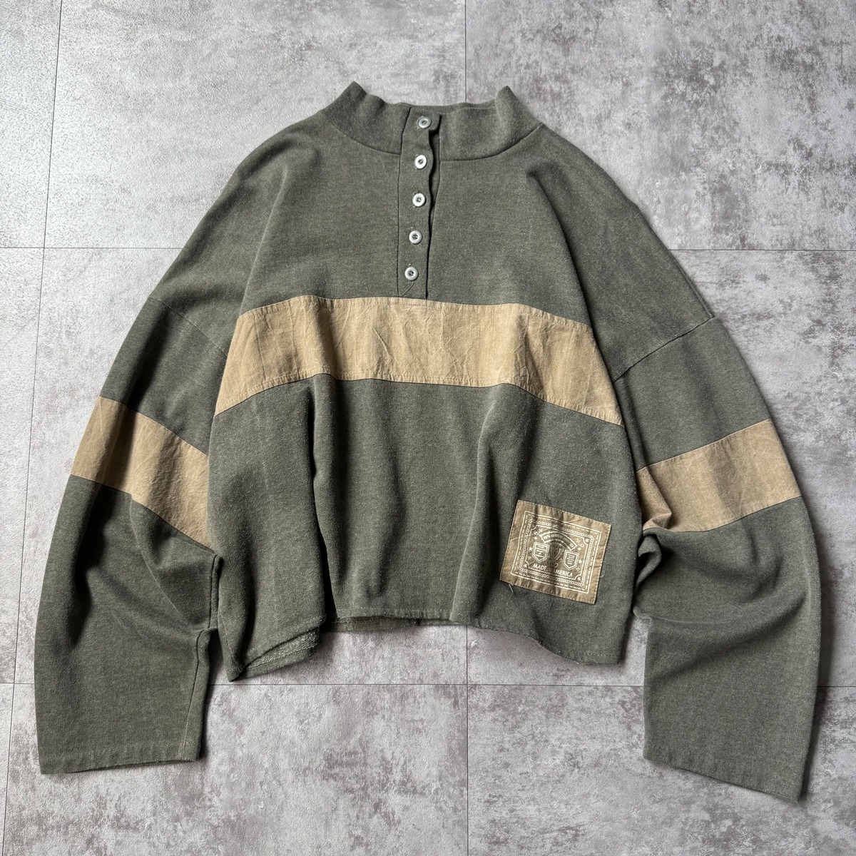 1980's "VABO" Cropped Half Button Sweat made in USA / 80年代 "ヴァボ" クロップド ...
