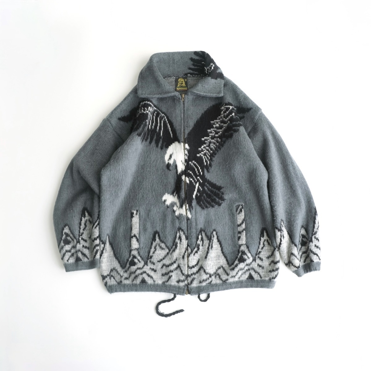 【RUMINAHUI】90's Zip Up Ecuador Knit Jacket Blue | RE:FOUND