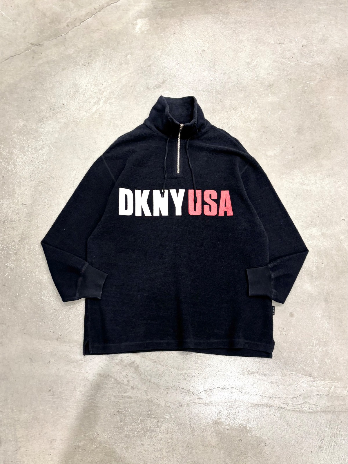 90s ”DKNY JEANS“ Logo Print Inside Out Half Zip Sweat Shirt | RENGA ...